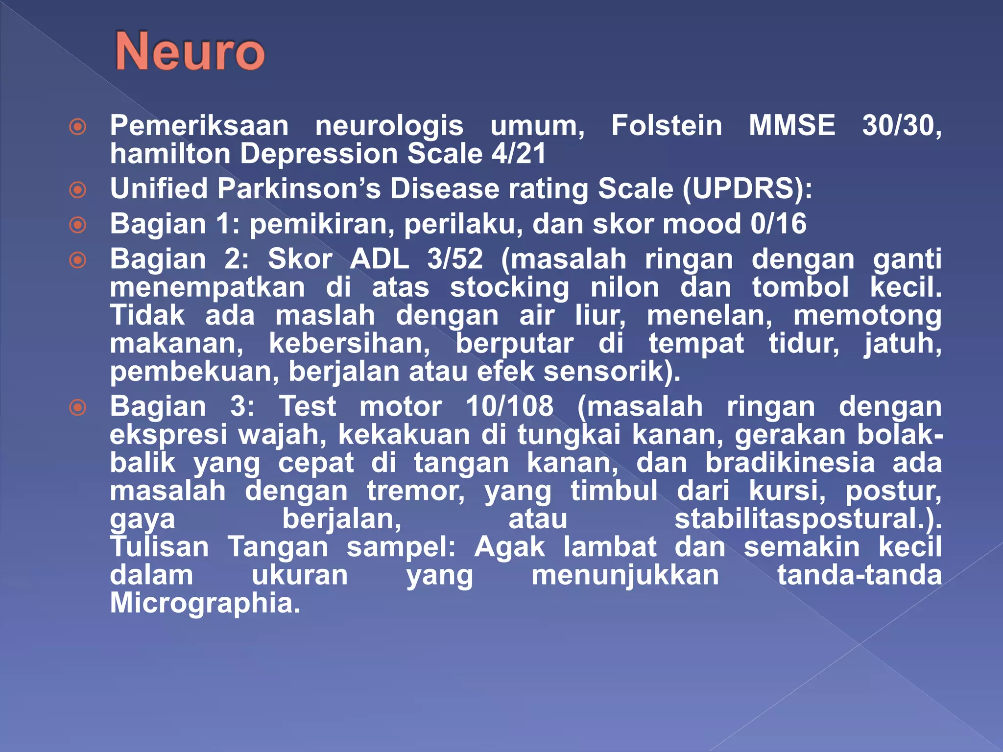 Studi kasus parkinson disease | PPTX