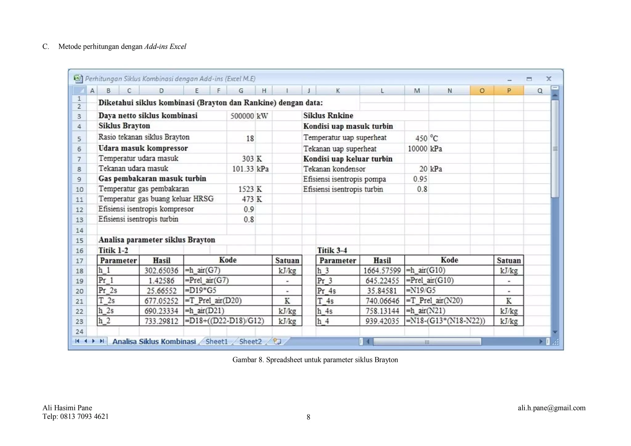 Studi kasus siklus kombinasi (Siklus Brayton dan Rankine) menggunakan ...