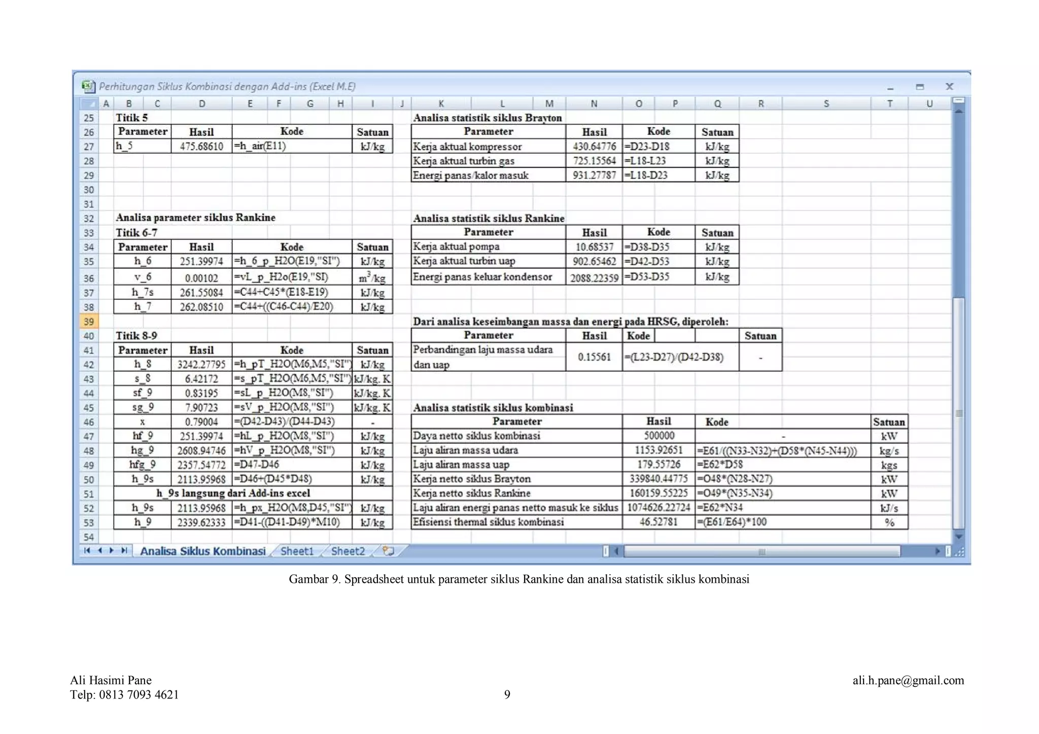 Studi kasus siklus kombinasi (Siklus Brayton dan Rankine) menggunakan EES software dan aad-ins ...