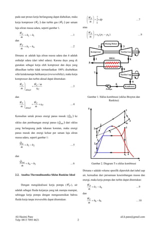 Studi kasus siklus kombinasi (Siklus Brayton dan Rankine) menggunakan EES software dan aad-ins ...