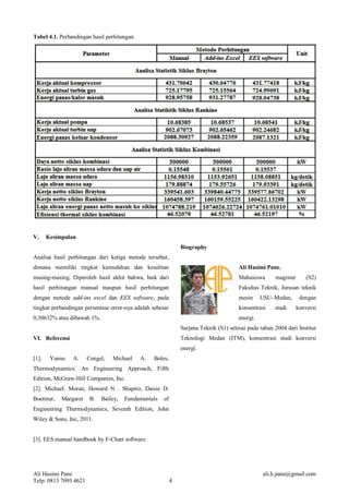Studi kasus siklus kombinasi (Siklus Brayton dan Rankine) menggunakan EES software dan aad-ins ...