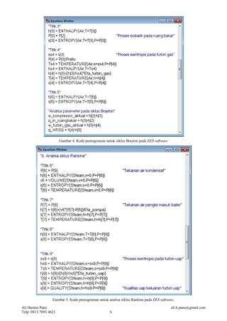 Studi kasus siklus kombinasi (Siklus Brayton dan Rankine) menggunakan EES software dan aad-ins ...