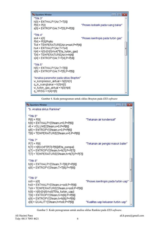 Studi kasus siklus kombinasi (Siklus Brayton dan Rankine) menggunakan EES software dan aad-ins ...