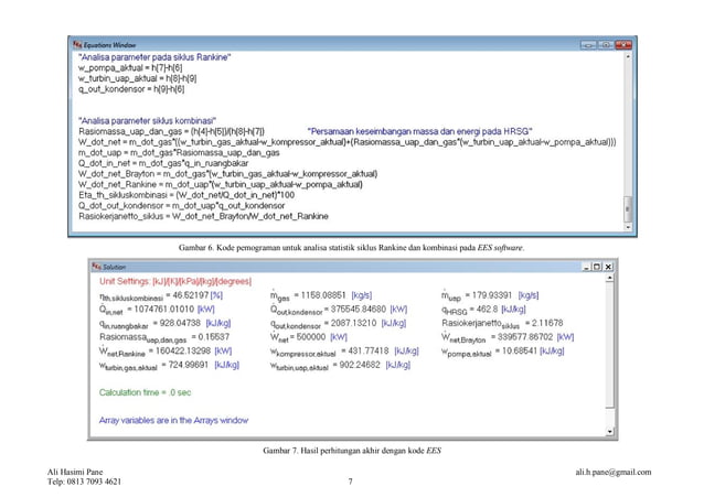 Studi kasus siklus kombinasi (Siklus Brayton dan Rankine) menggunakan EES software dan aad-ins ...