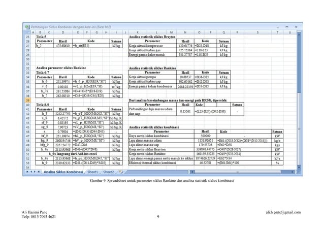 Studi kasus siklus kombinasi (Siklus Brayton dan Rankine) menggunakan EES software dan aad-ins ...