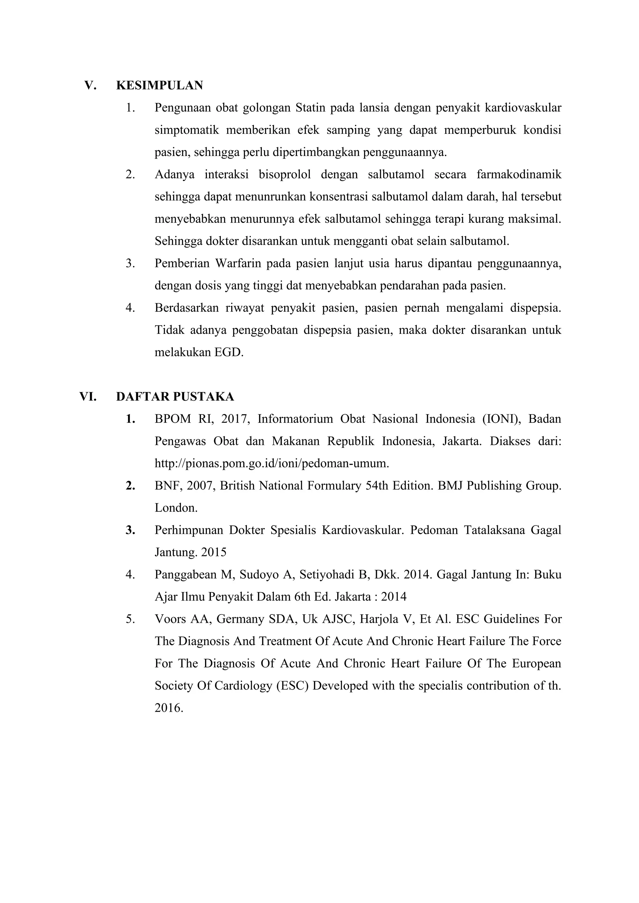 Studi Kasus Farmakoterapi Congestive Heart Failure | PDF