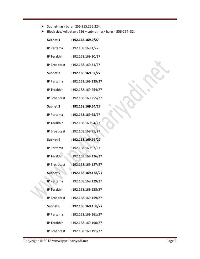 Studi Kasus Variable Length Subnetmask (VLSM) | PDF