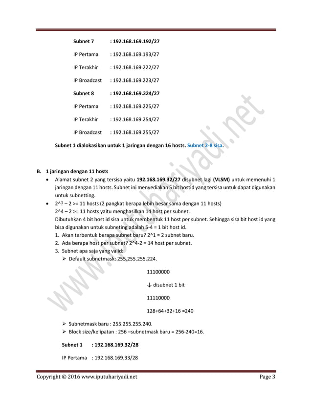 Studi Kasus Variable Length Subnetmask (VLSM) | PDF