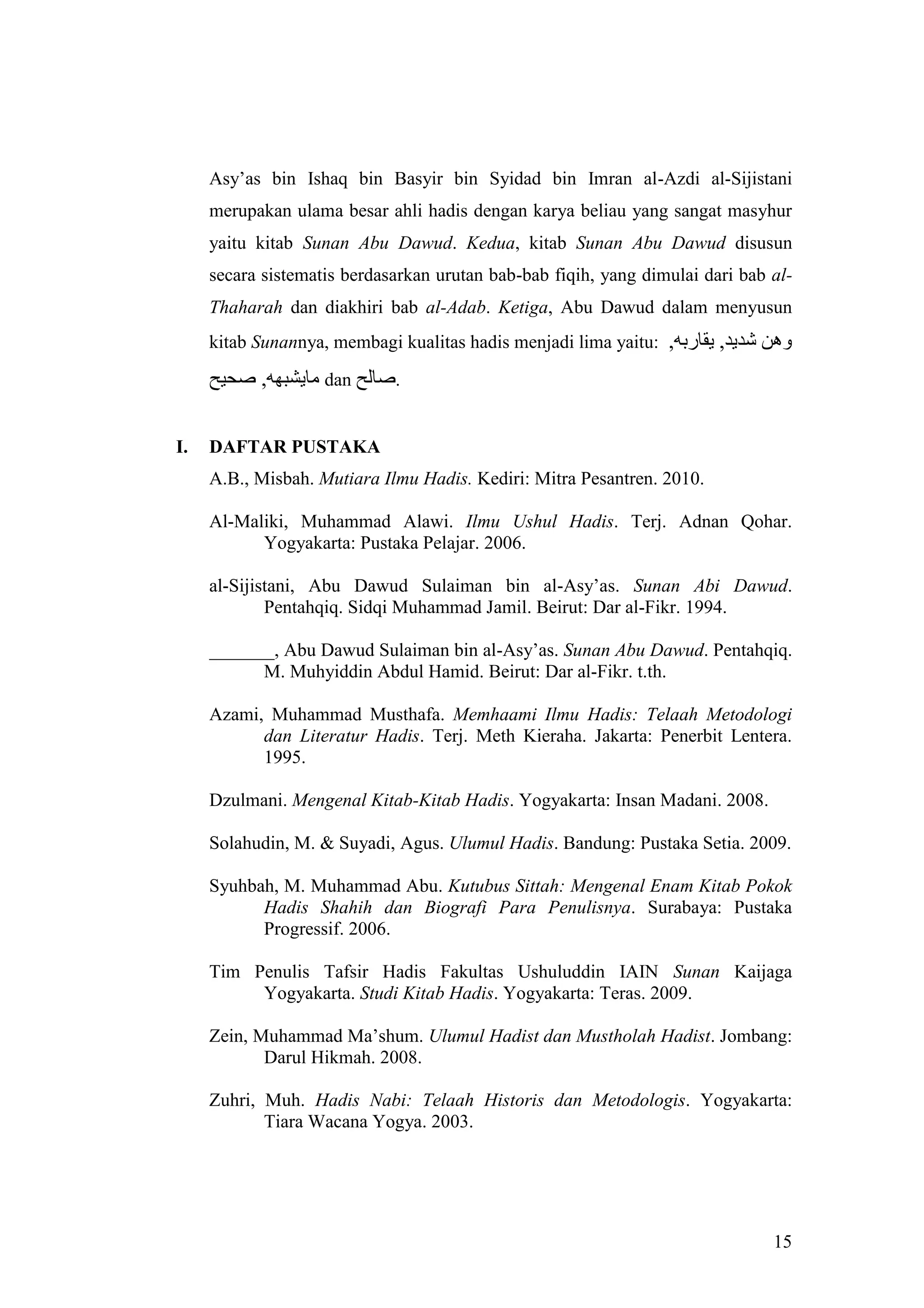 Studi Kitab Hadits Abu Dawud | DOCX