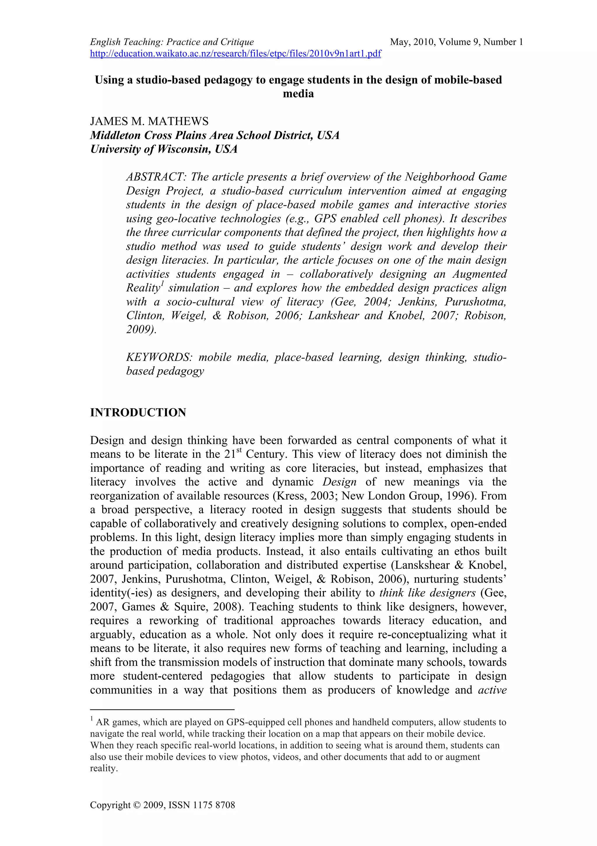 Place Based Studio Pedagogy - Mobile Design | PDF | Education industry | Industries