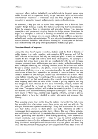 Place Based Studio Pedagogy - Mobile Design | PDF | Education industry ...