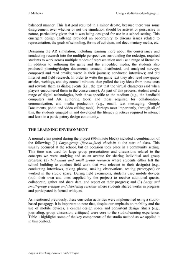 Place Based Studio Pedagogy - Mobile Design | PDF | Education industry ...