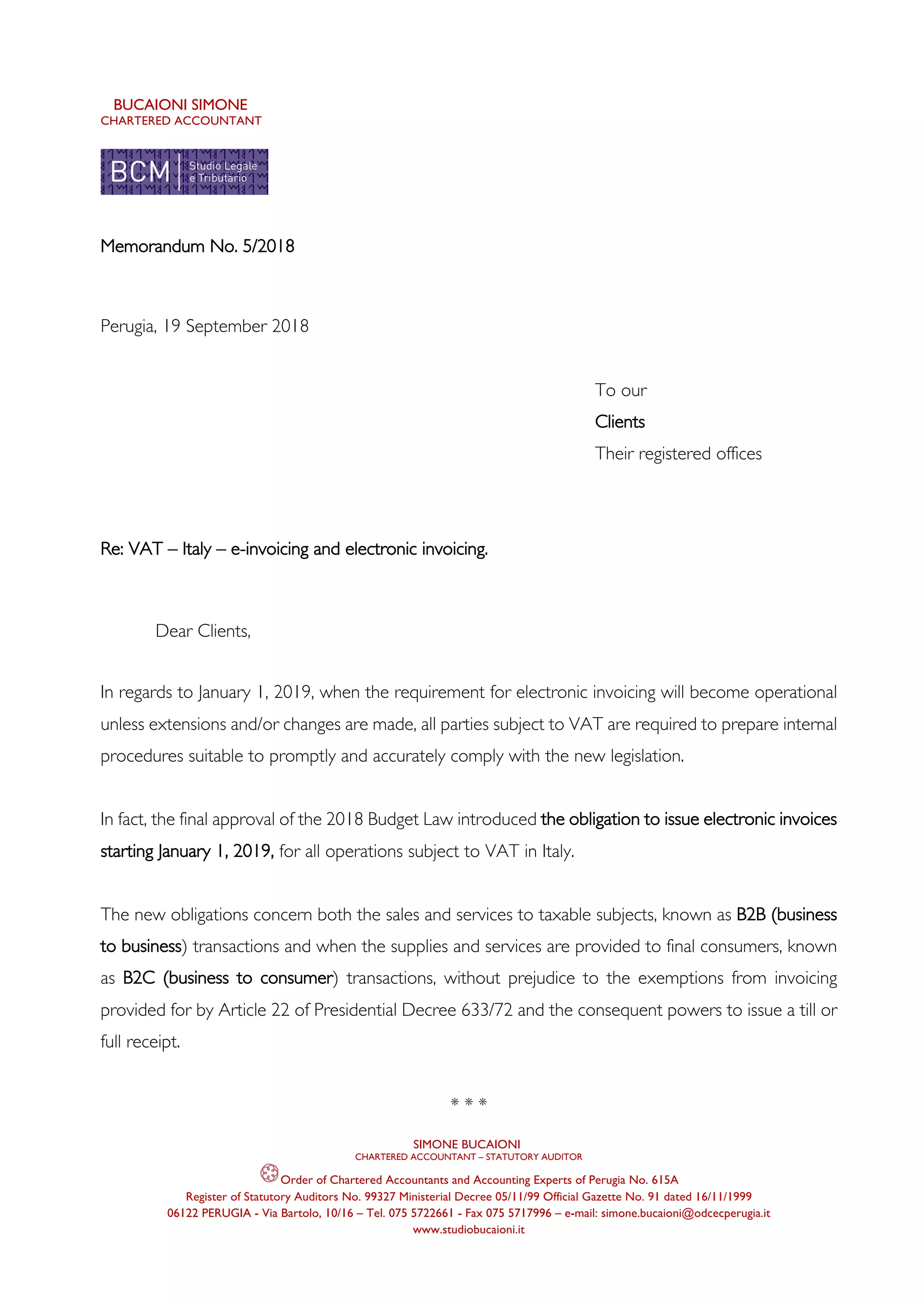 VAT – Italy – e-invoicing and electronic invoicing | PDF