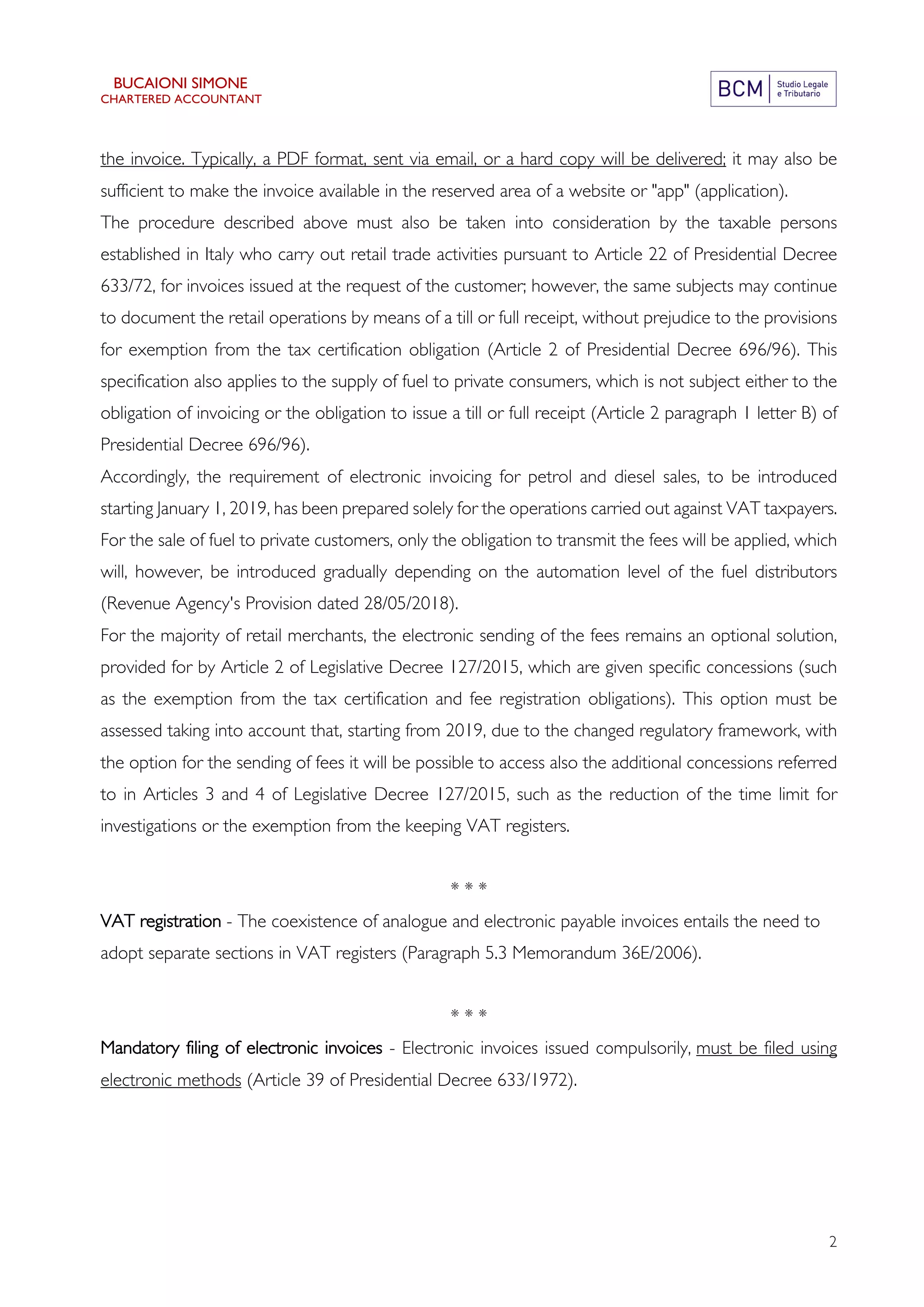 VAT – Italy – e-invoicing and electronic invoicing | PDF