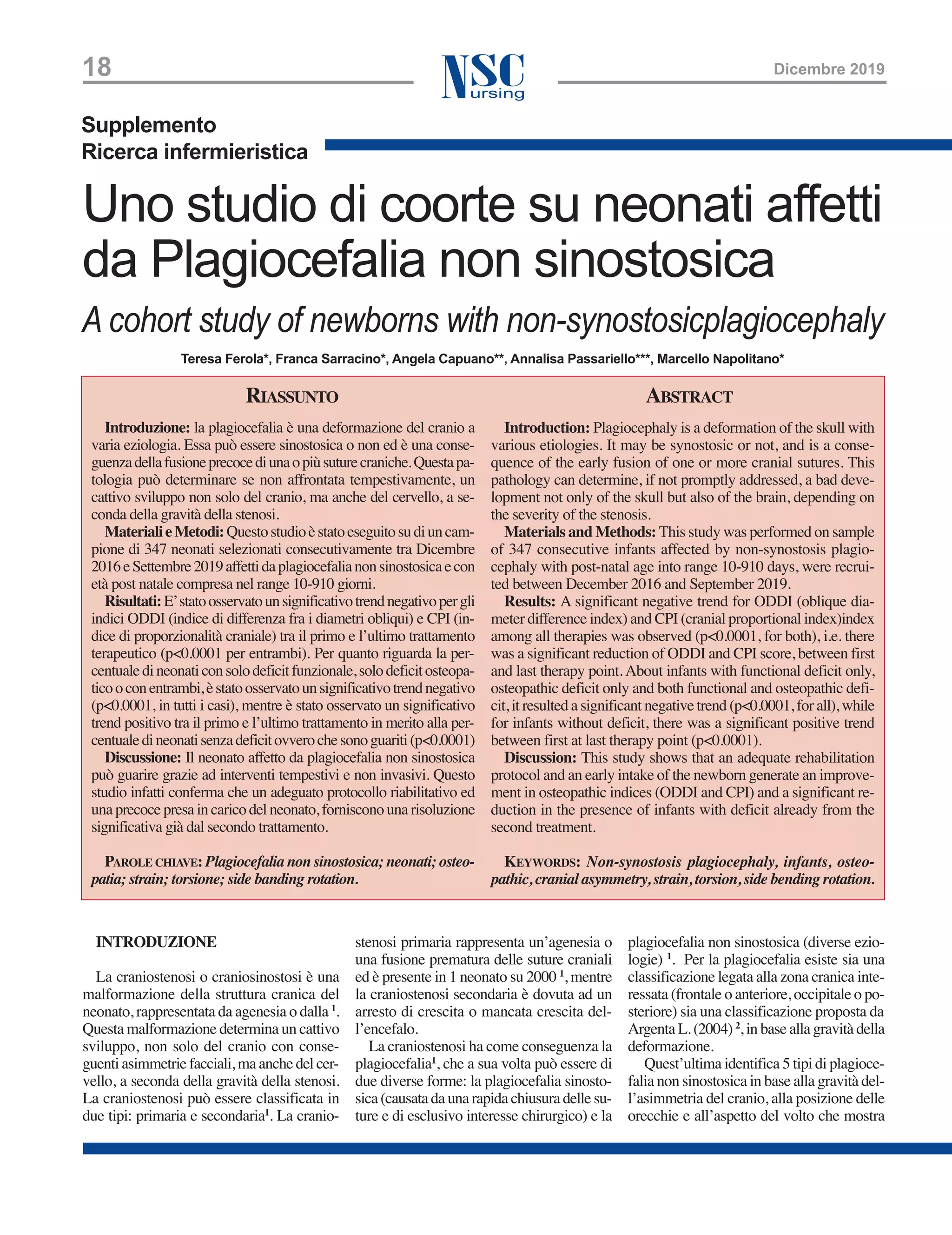 Uno studio di coorte su neonati affetti da Plagiocefalia non ...