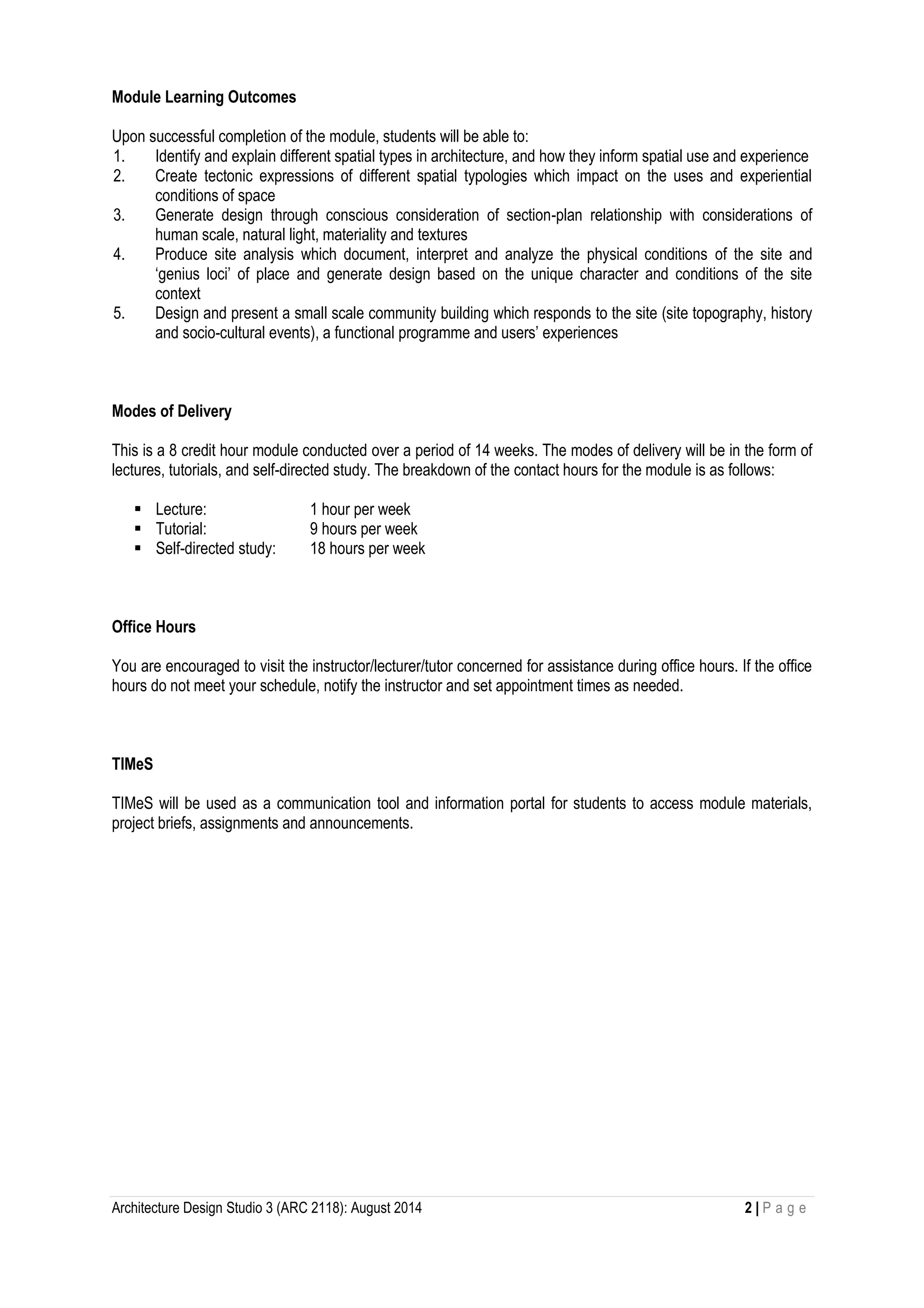 Studio 3 module outline (s1 2015) | PDF