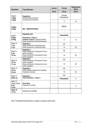 Studio 3 module outline (s1 2015) | PDF