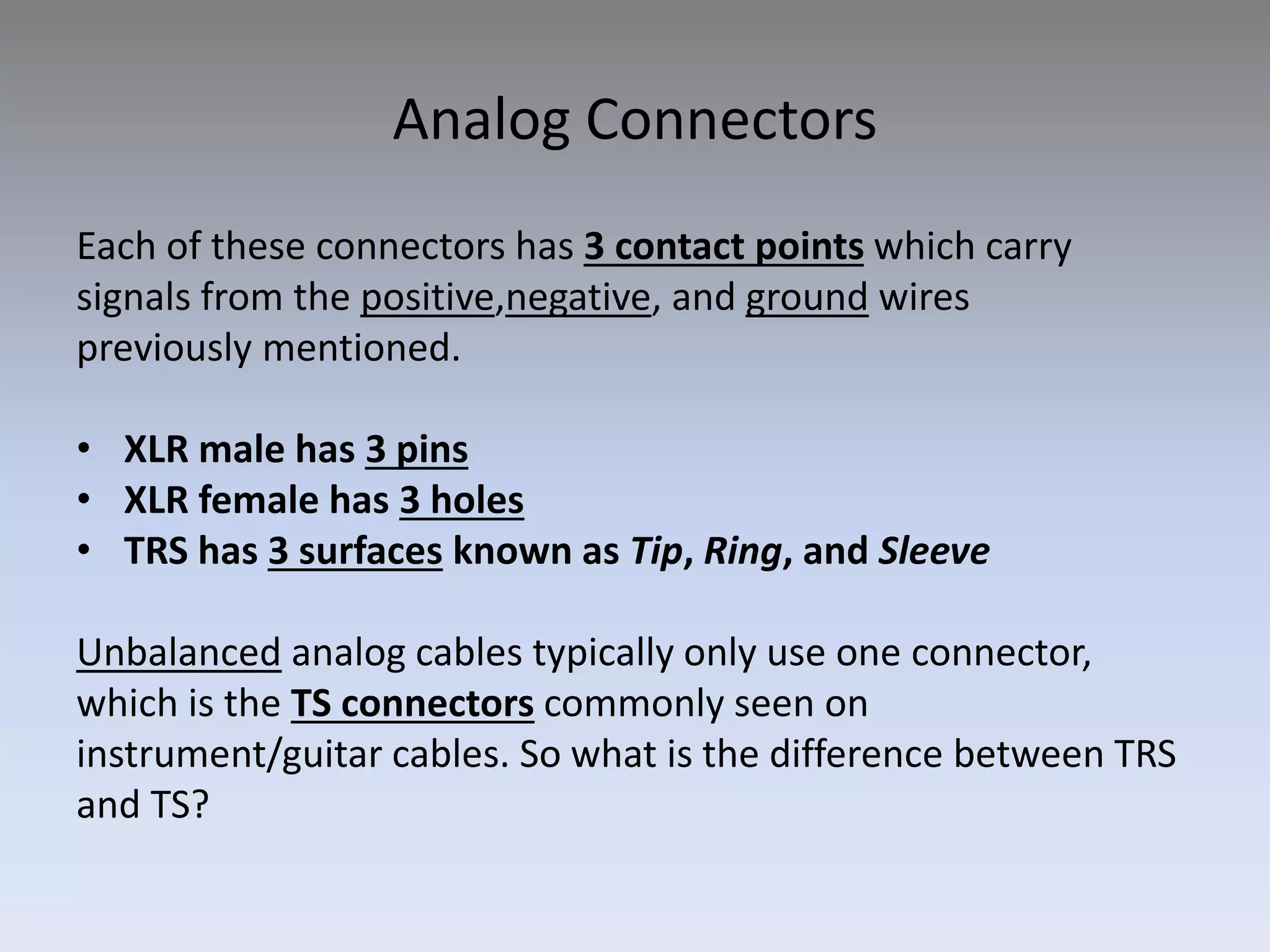Important Studio Cables & Usage | PPTX