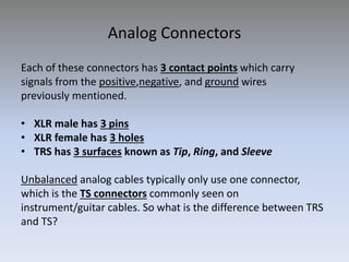 Important Studio Cables & Usage | PPTX