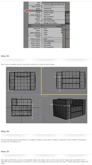 Studio max object tutorial 01 making of sofa | PDF