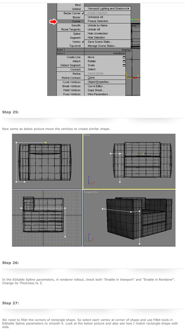 Studio max object tutorial 01 making of sofa | PDF