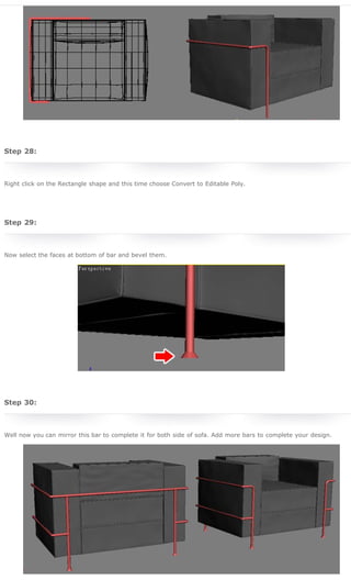 Studio max object tutorial 01 making of sofa | PDF