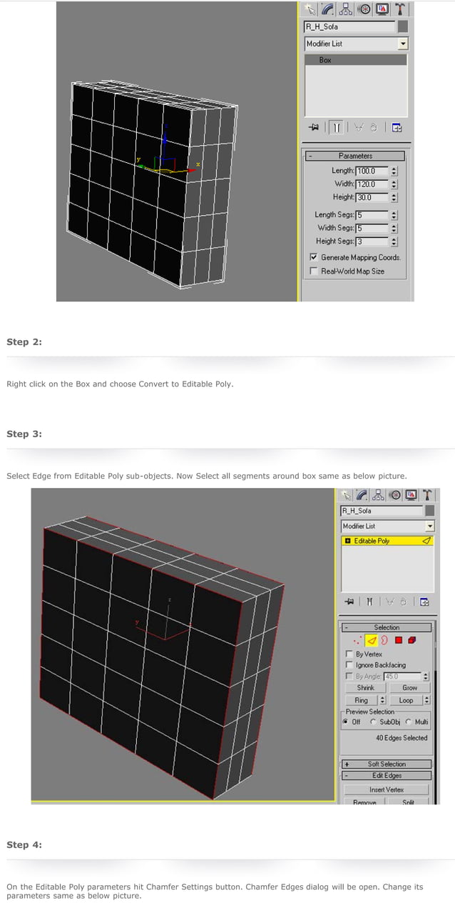 Studio max object tutorial 01 making of sofa | PDF