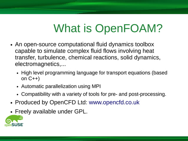 Suse Studio: "How to create a live openSUSE image with OpenFOAM® and CFD tools" | PPT