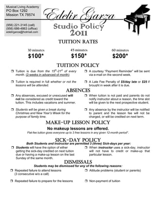 Studio Policy 2011 | PDF