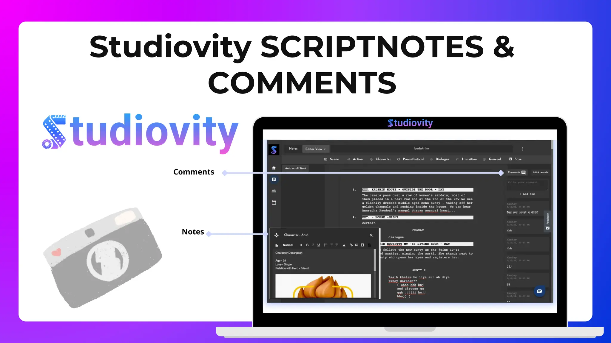 Studiovity film pre-production and screenwriting software | PPT