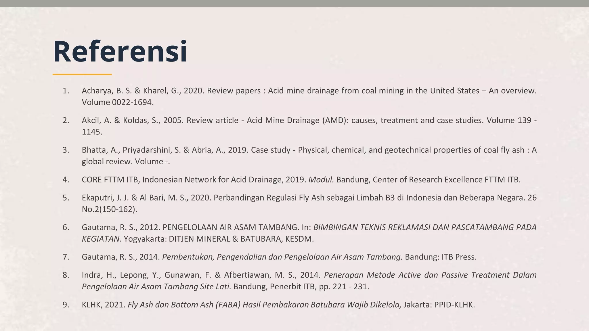 Studi Pemanfaatan Abu Terbang (Fly Ash) dalam pengelolaan Air Asam Tambang (AAT).pptx