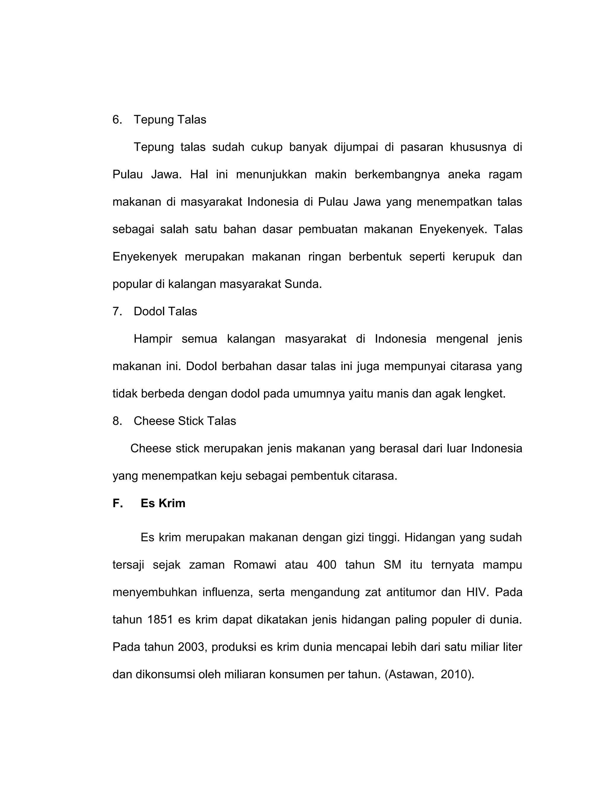 Studi pemanfaatan talas dalam pembuatan es krim | DOCX