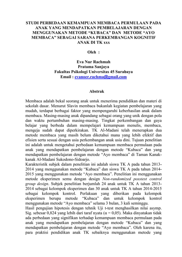 Studi perbedaan metode membca | PDF