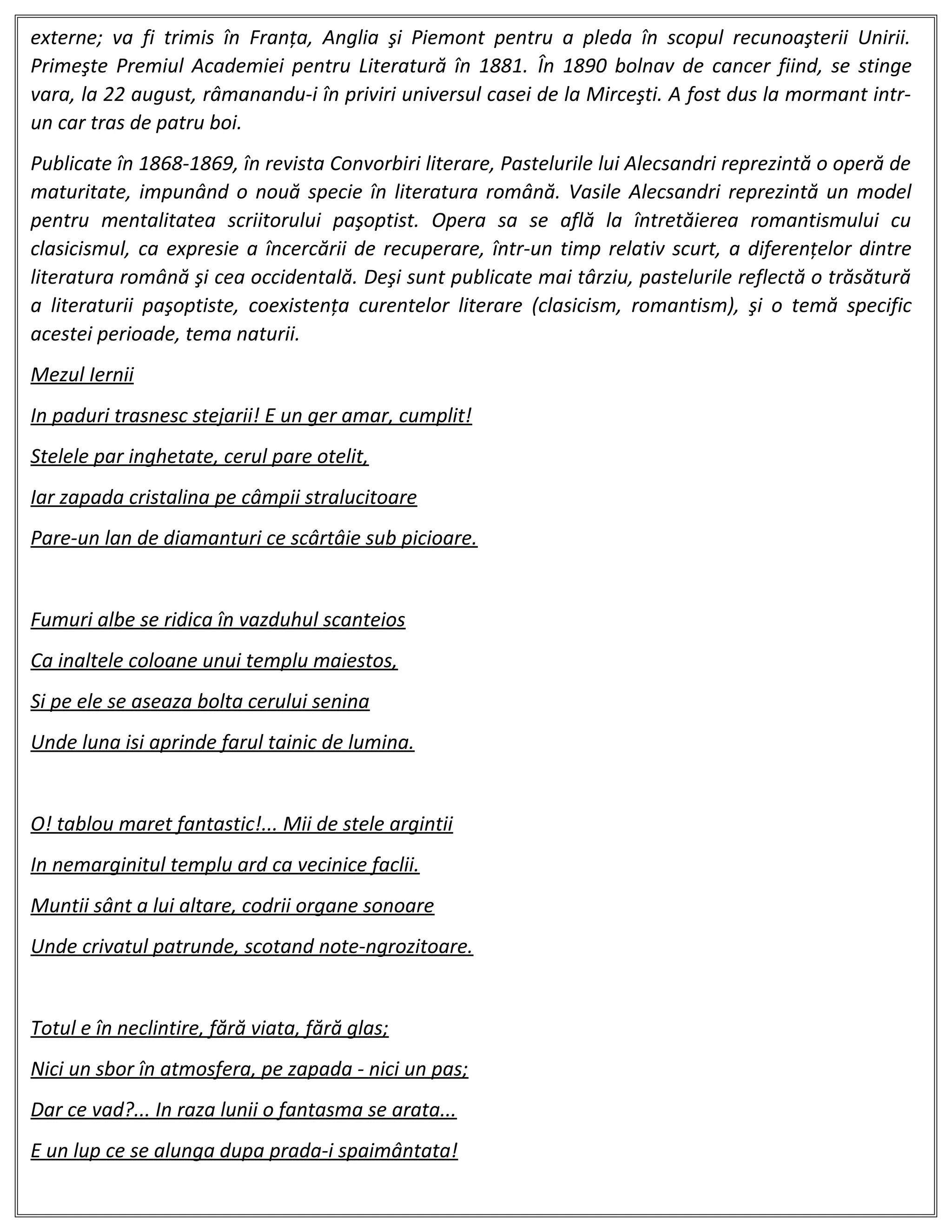 Rolul literaturii in perioada Pasoptista | DOC