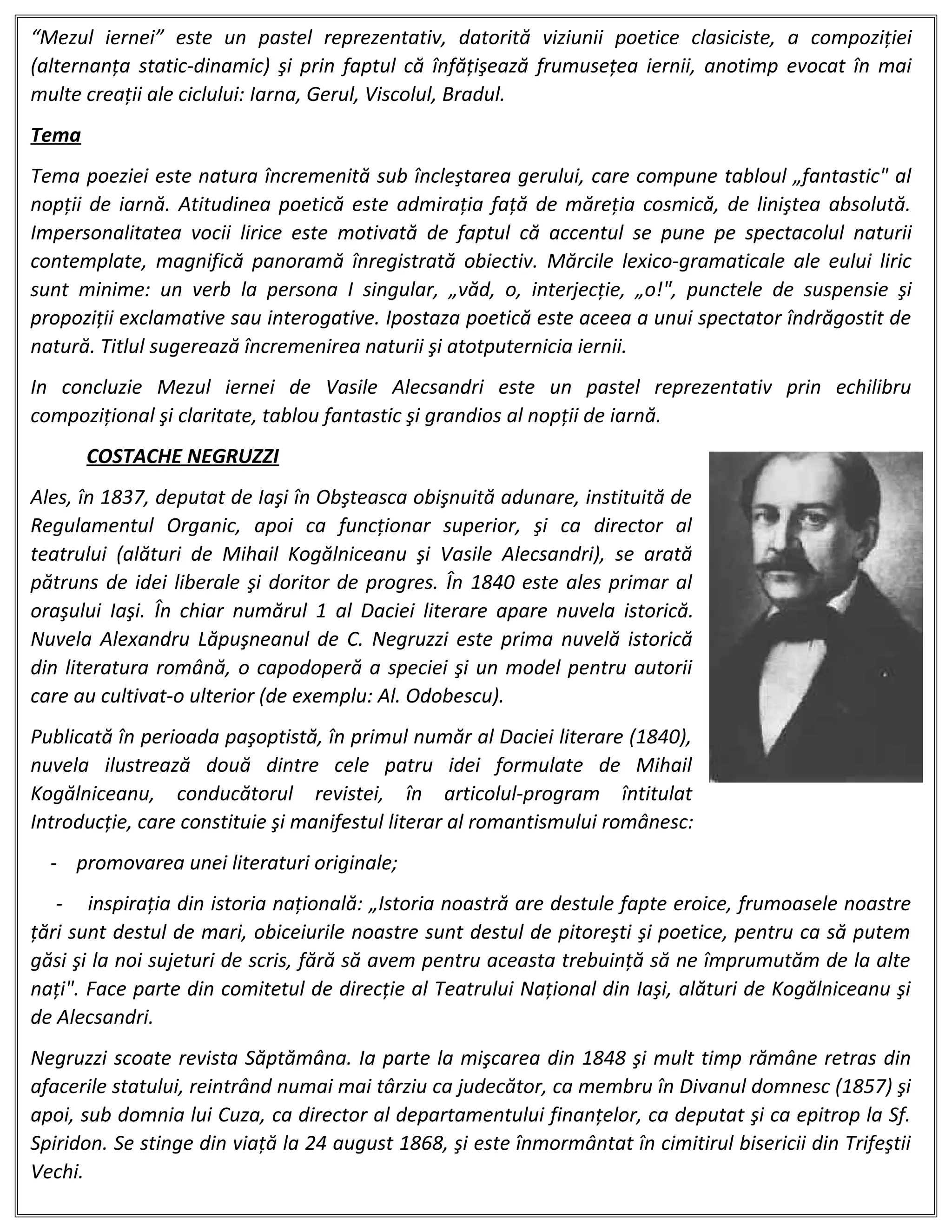 Rolul literaturii in perioada Pasoptista | DOC