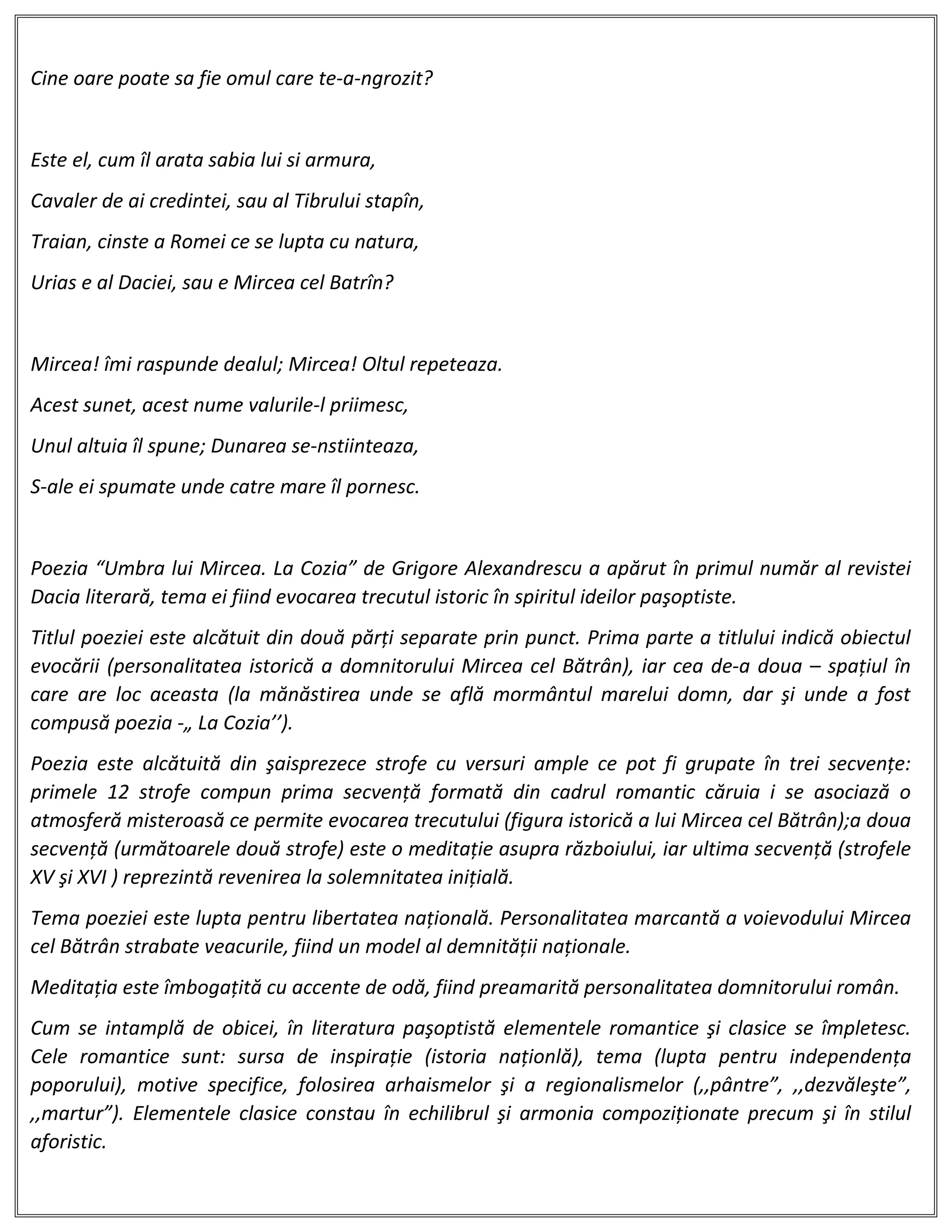 Rolul literaturii in perioada Pasoptista | DOC