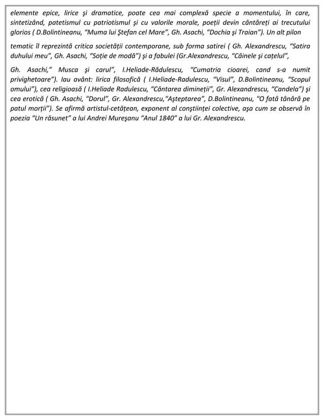 Rolul literaturii in perioada Pasoptista | DOC