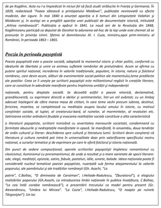 Rolul literaturii in perioada Pasoptista | DOC