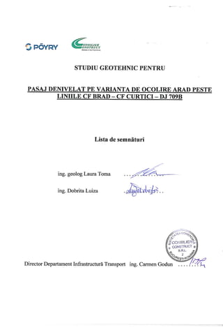 Studiu geotehnic pasaj denivelat pe ocolitoarea aradului | PDF