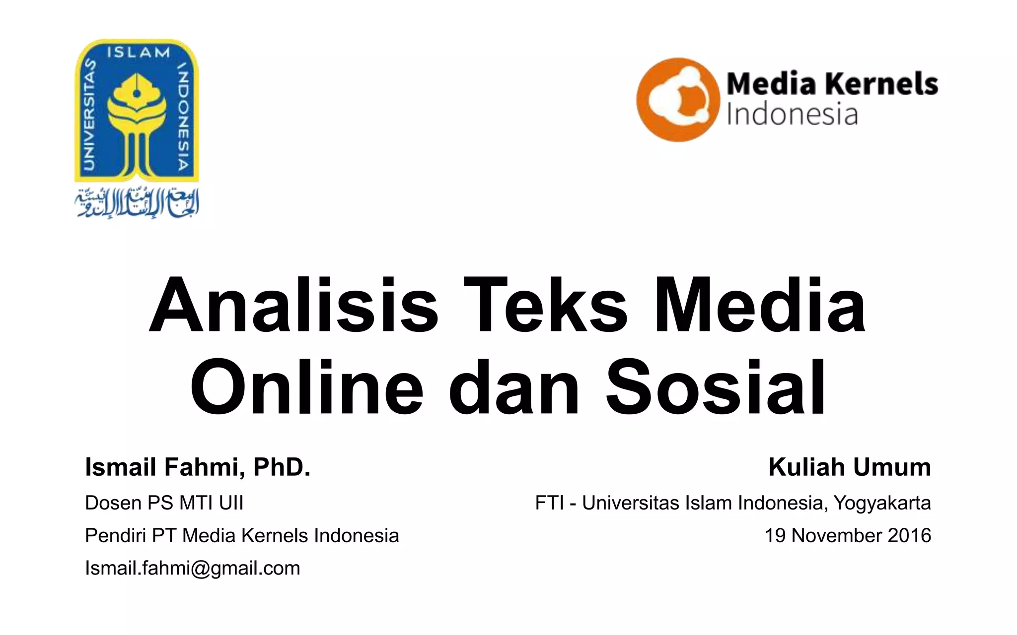 Analisis Teks Media Sosial dan Online | PPTX