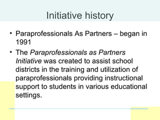 Study Groups As a Professional Development Model for Paraprofessionals ...