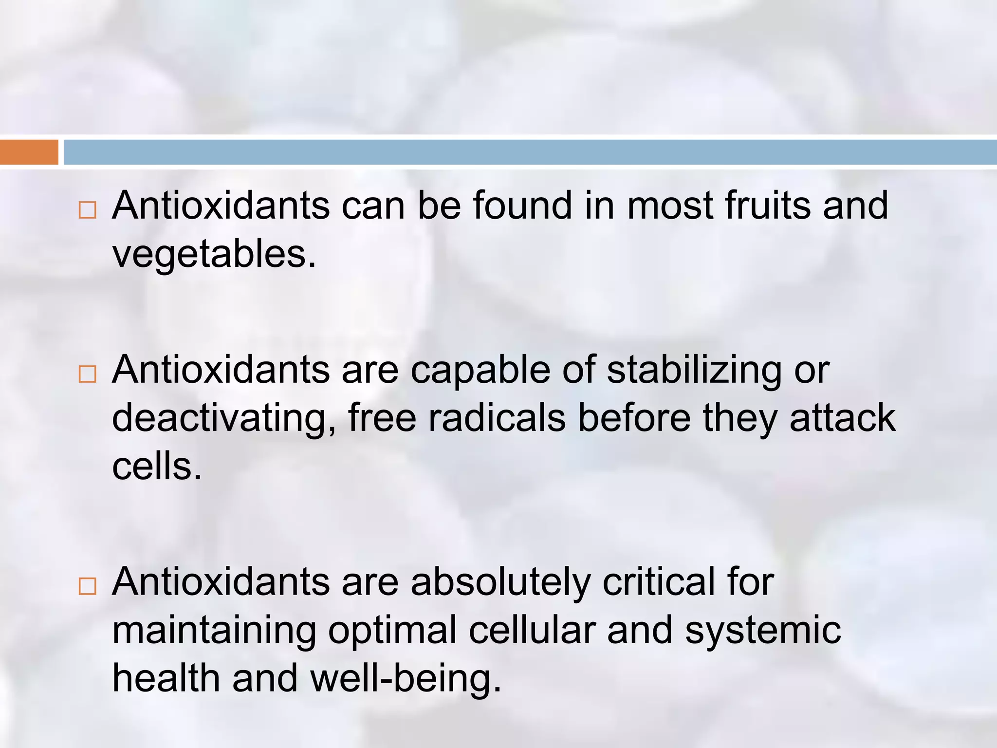 study of antioxidants | PPTX