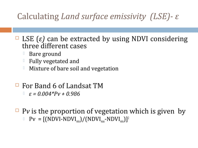 Study of-ndvi-land-surface-temperature-using-landsat-tm-data | PPT