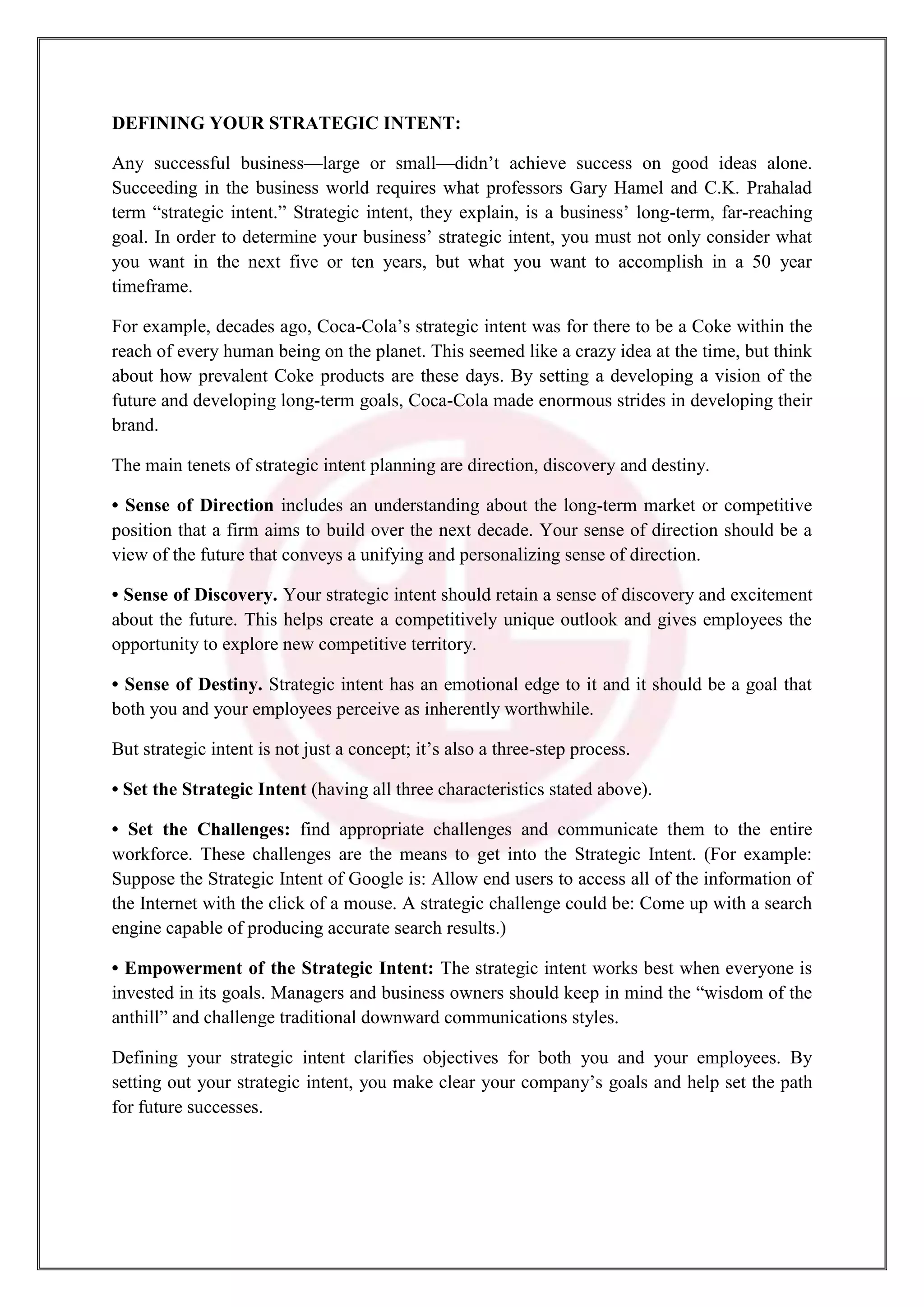 Study of-strategic-intent of lg electronic | DOCX