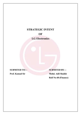 Study of-strategic-intent of lg electronic | DOCX
