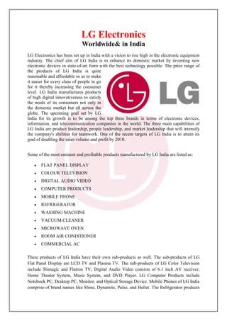 Study of-strategic-intent of lg electronic | DOCX