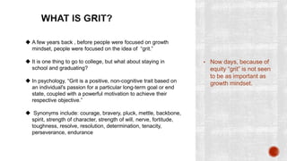 Study Skills including Grit and Growth Mindset | PPTX