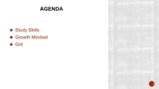 Study Skills including Grit and Growth Mindset | PPTX