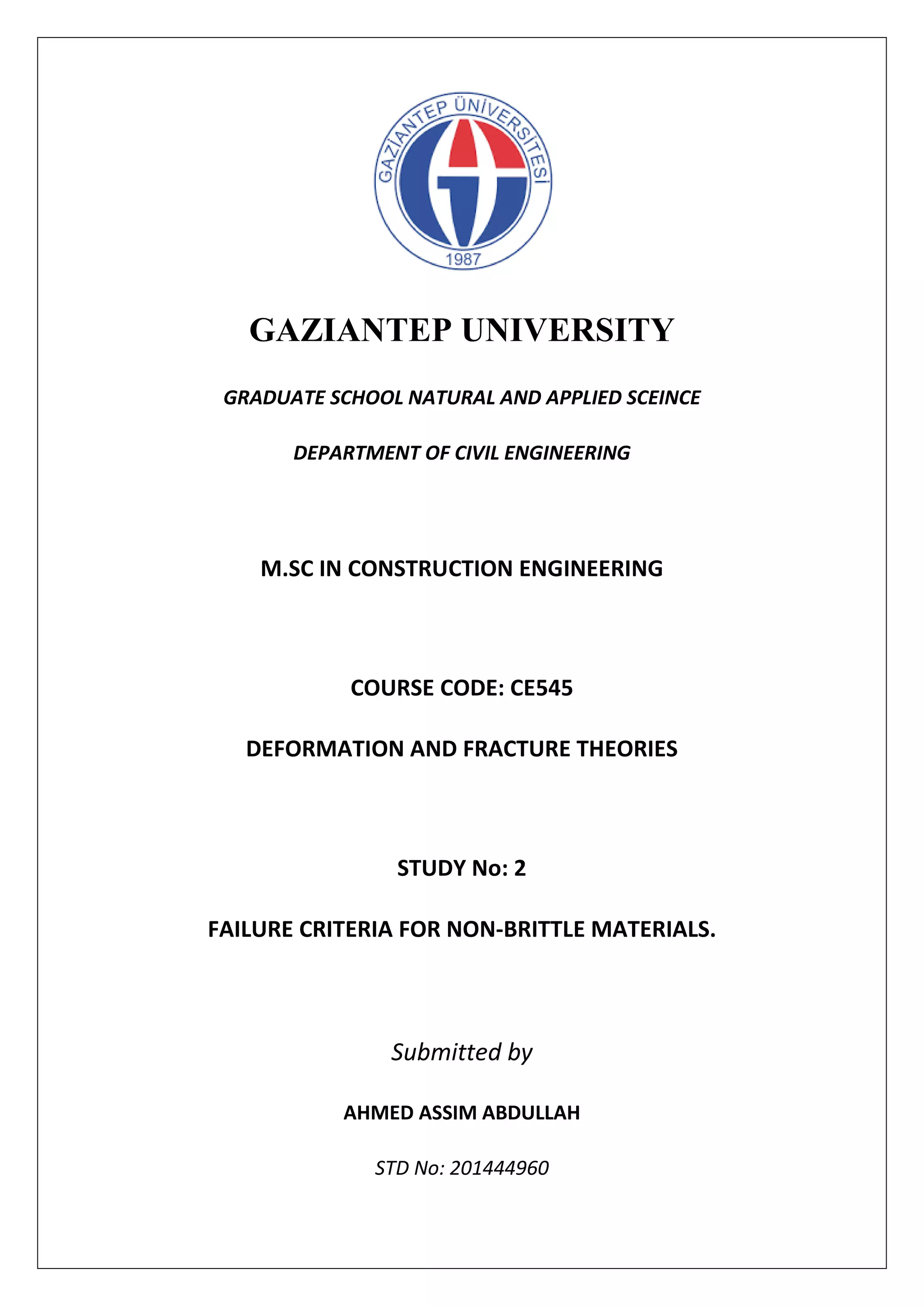FAILURE CRITERIA FOR NON-BRITTLE MATERIALS | PDF