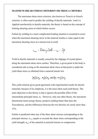 FAILURE CRITERIA FOR NON-BRITTLE MATERIALS | PDF